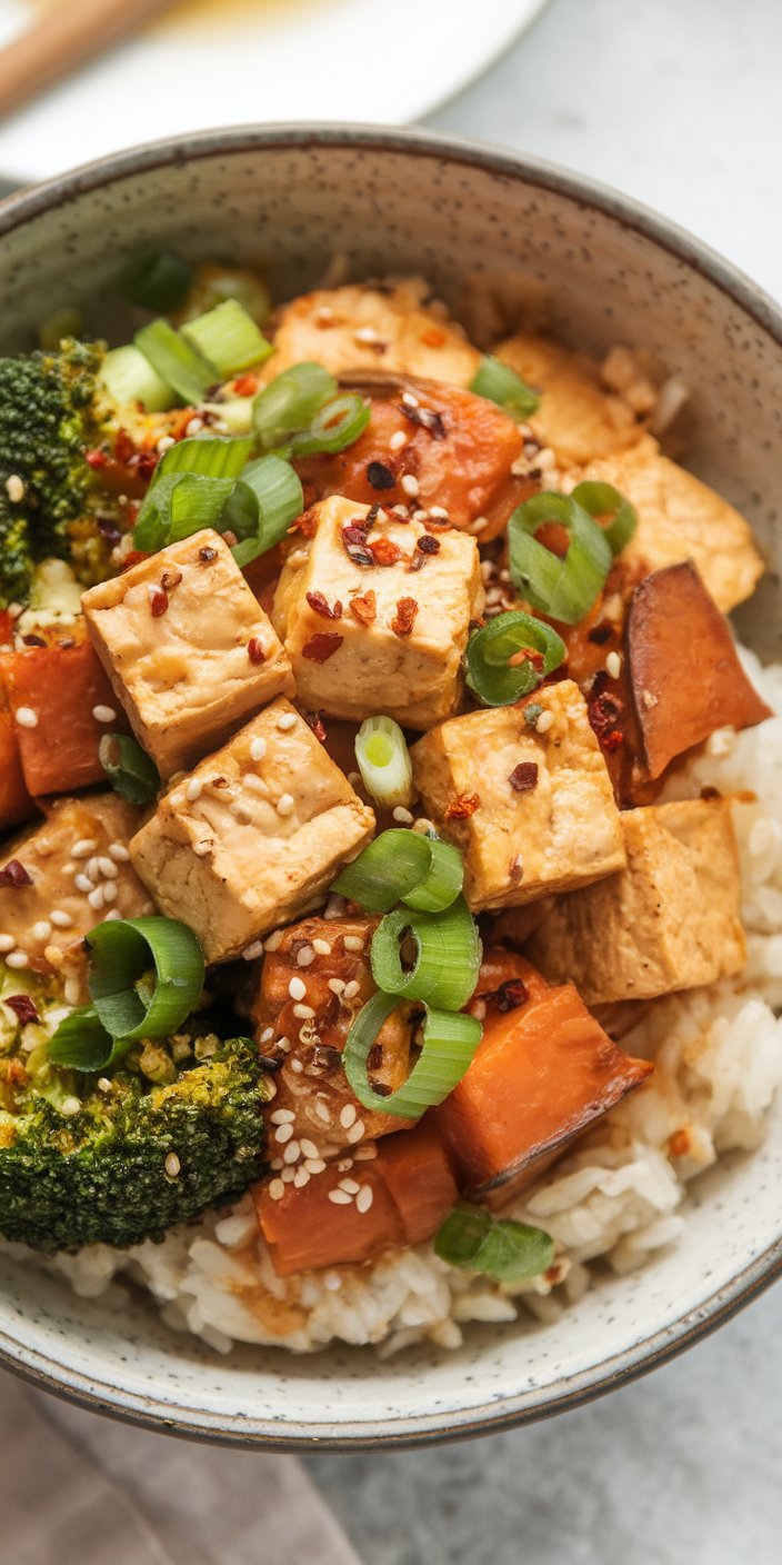 Tofu and Sweet Potato Rice Bowl – High Protein Vegan Dinner – Vegan ...